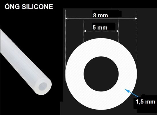 Ống silicone phi 8 (D5xD8 – 5×8 – 5 x 8 mm) - ANH THU PAT CO., LTD
